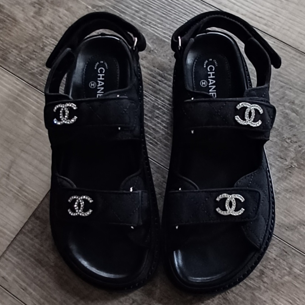 Chanel Interlocking Cc Logo Slingback Sandals Women's… - Gem